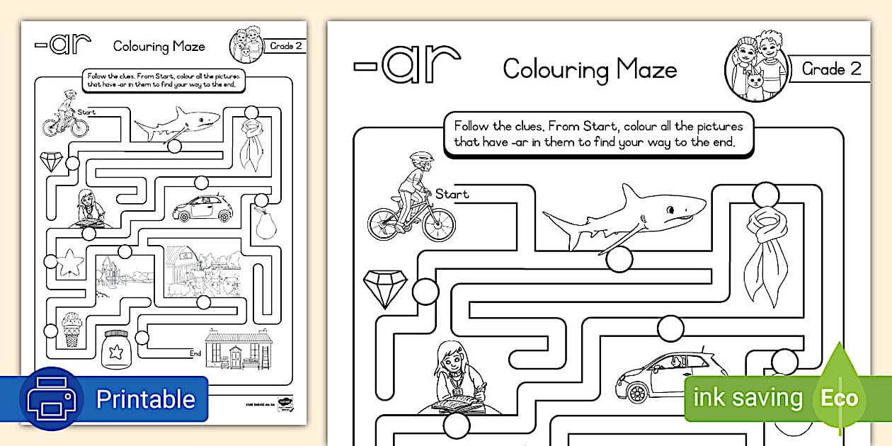 Grade 2 Phonics: Colouring Maze -ar (teacher made) - Twinkl
