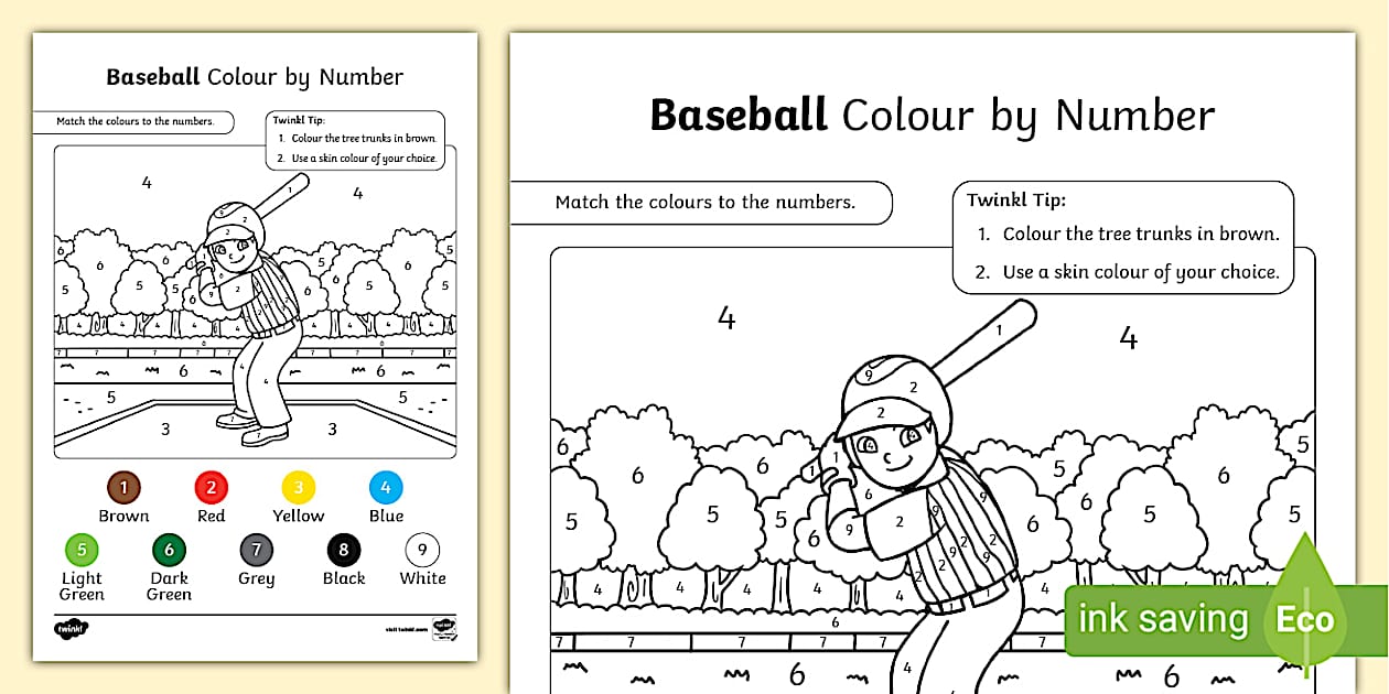 Baseball Colour by Number Resource | Twinkl Colour by Number