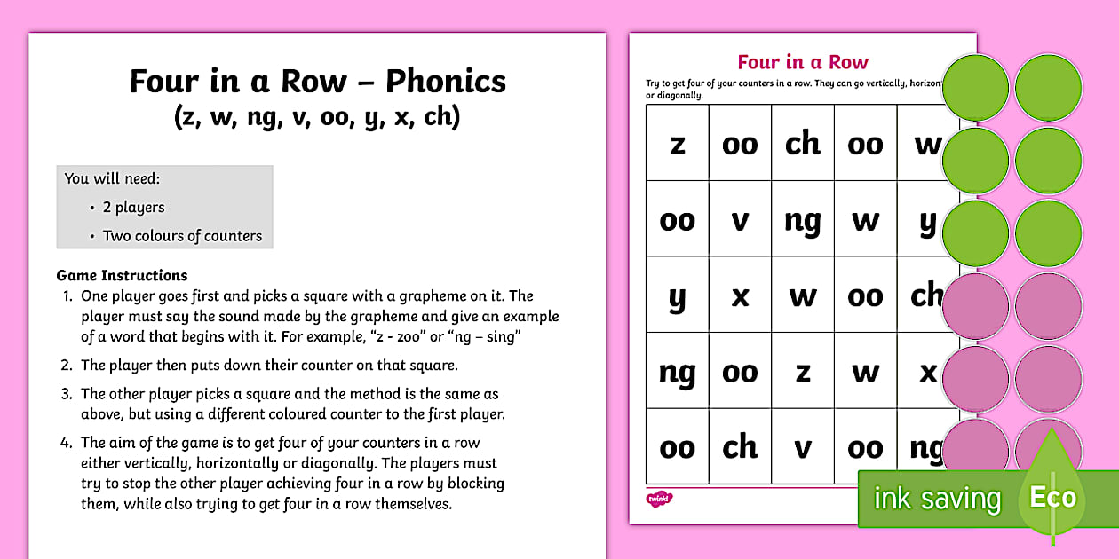 Four in a Row Phonics (Set 3) Game - Twinkl