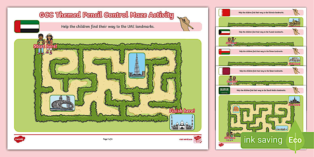 GCC Themed Pencil Control Maze Activity (teacher made)
