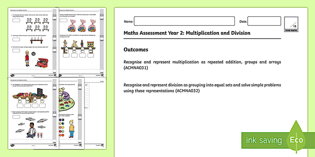 Year 2 Multiplication and Division Maths Test (teacher made)