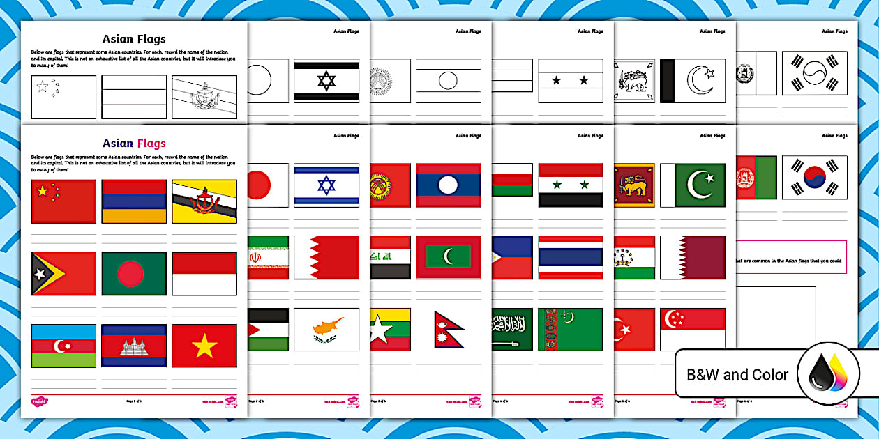 Highly Informative Asian Flags Worksheet | Twinkl USA