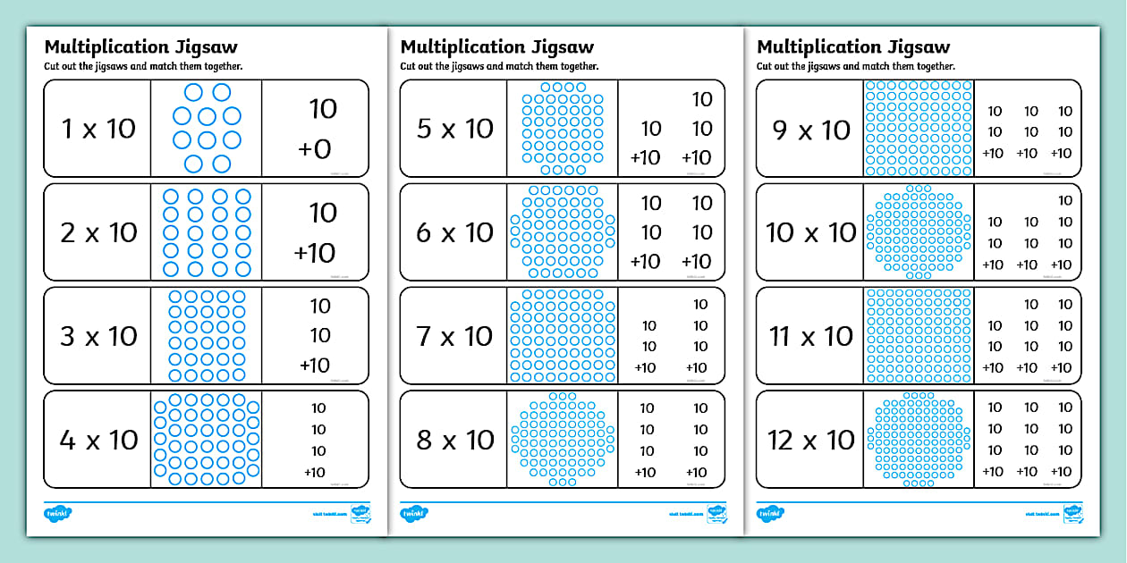 Editable Ten Times Table Matching Puzzle Game (teacher made)