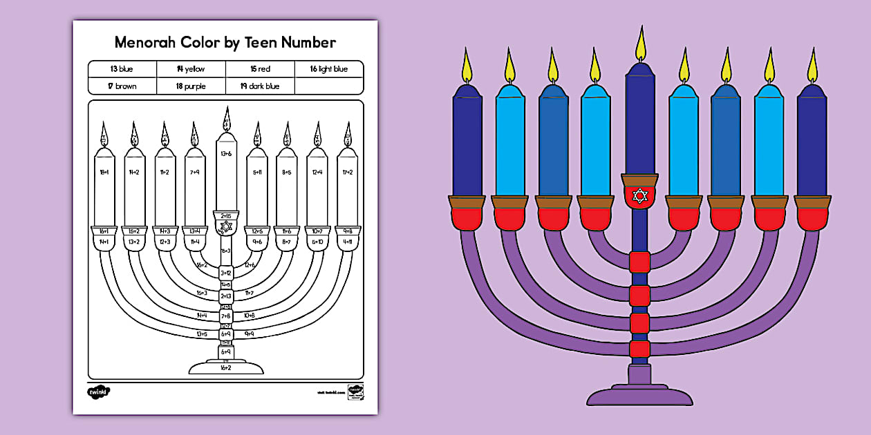 Menorah Color by Number | Arts & Crafts | Twinkl USA