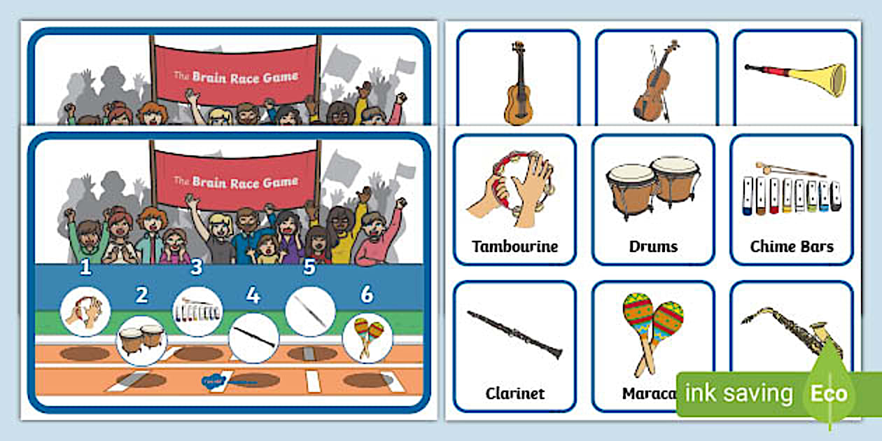 Brain Race Game Musical Instruments (teacher made) - Twinkl
