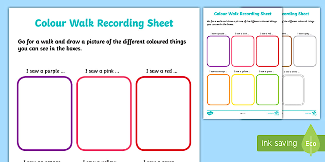 Colour Walk Recording Sheet (teacher made) - Twinkl