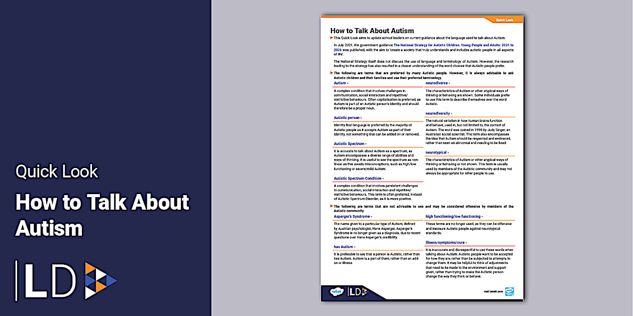 Quick Look: Autism Language Guide (Teacher-Made) - Twinkl