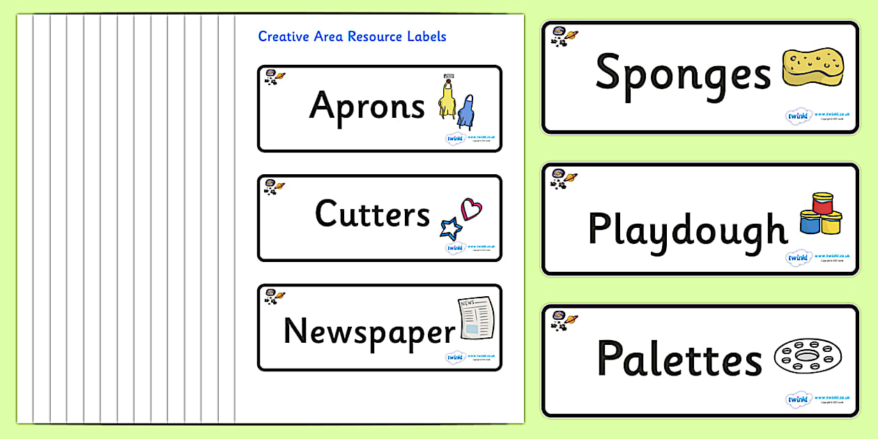 Space Themed Editable Creative Area Resource Labels - Twinkl