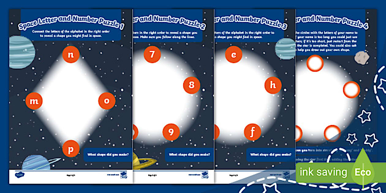 Space Letter and Number Puzzles
