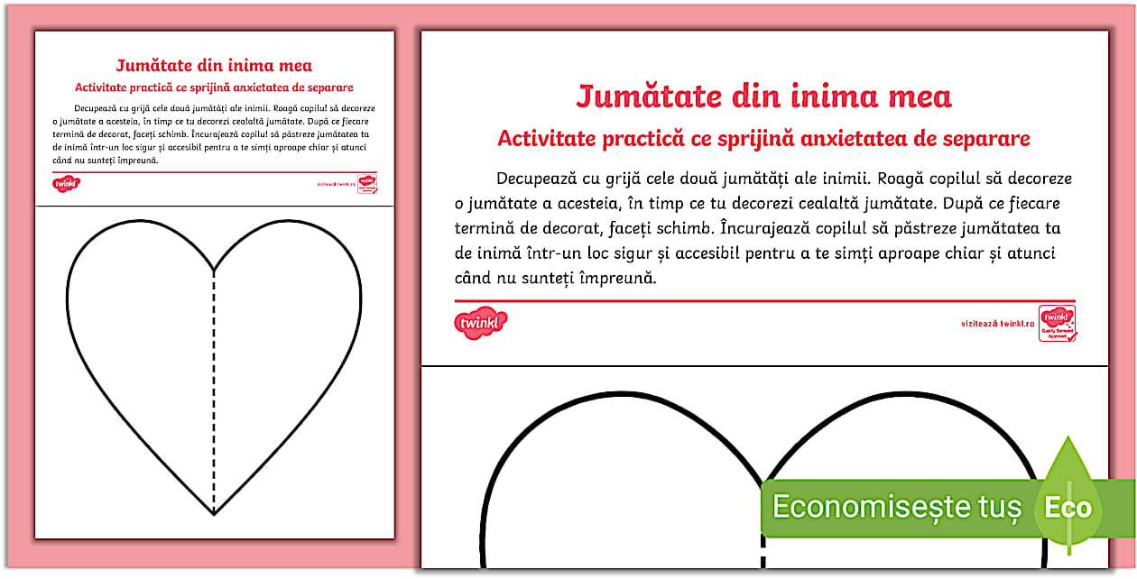 Jumătate din inima mea Activitate ce sprijină anxietatea