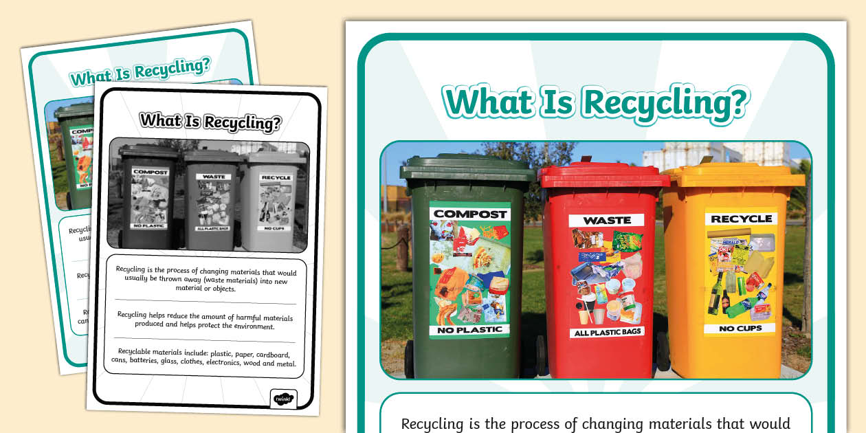 What Is Recycling? Photo Display Poster (teacher made)