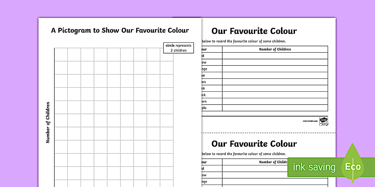 KS2 Scaled Pictogram Favorite Color Differentiated Worksheet / Worksheets