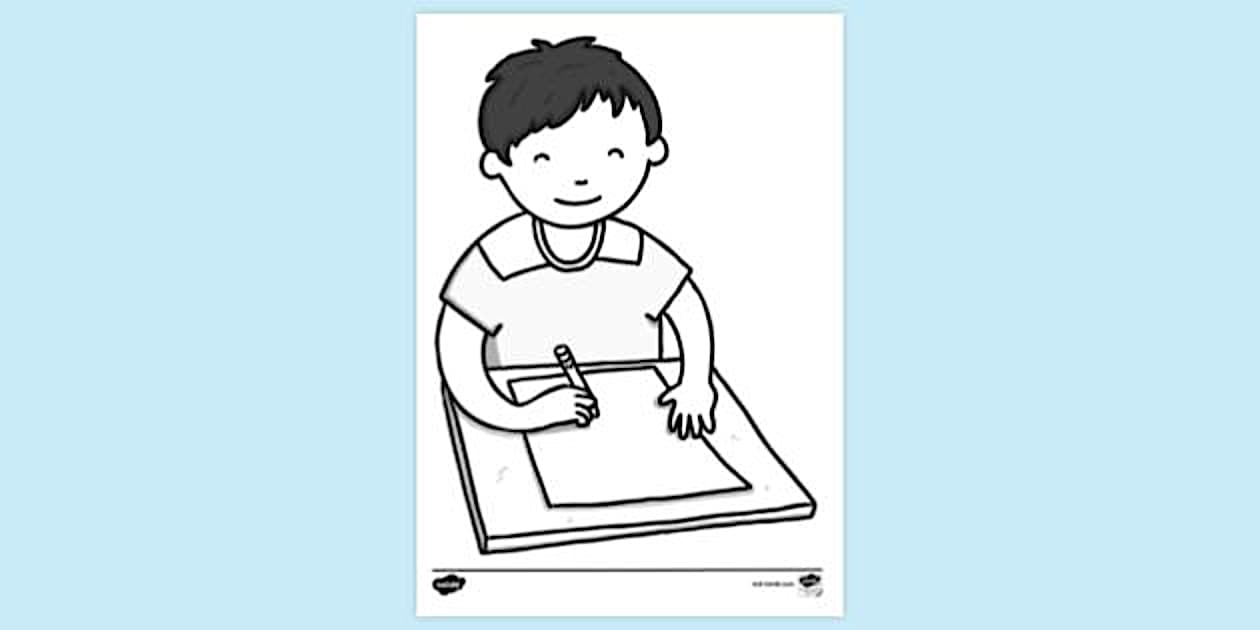 Kid Drawing Colouring Page | Colouring Sheets - Twinkl