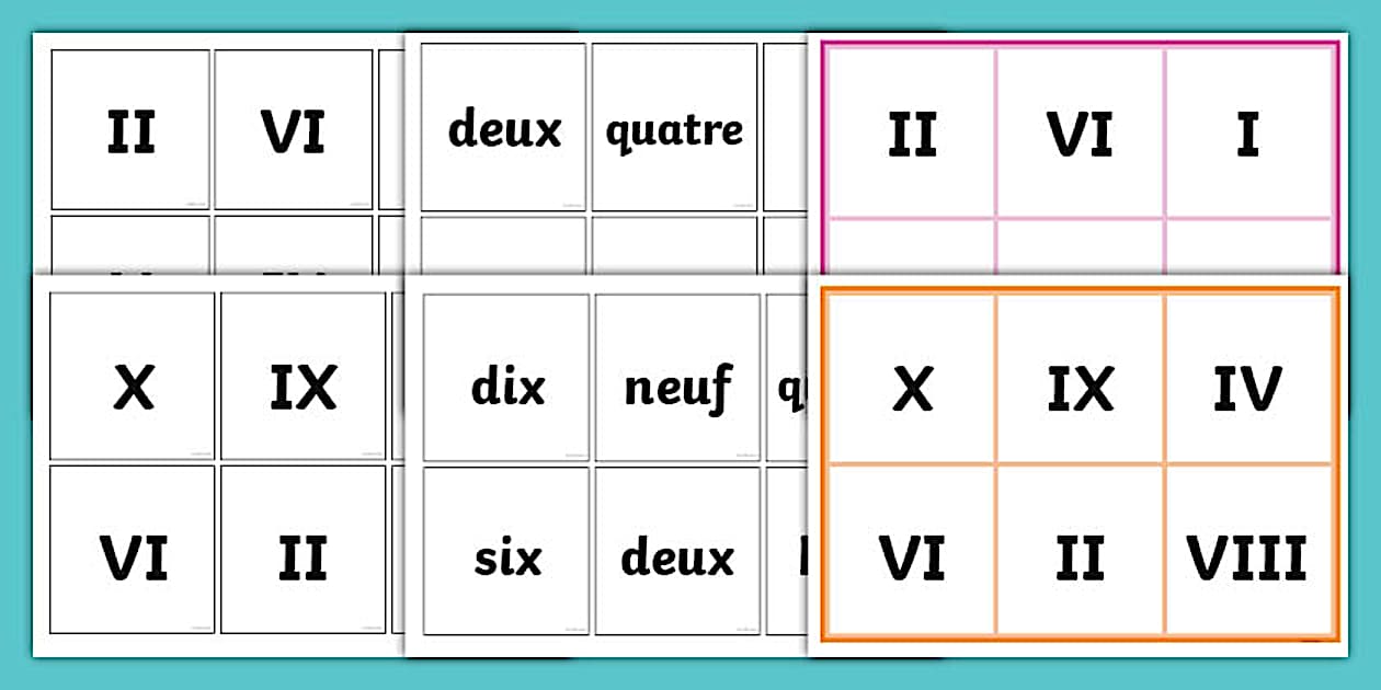 Les chiffres romains - PACK pour bingo et lotto - Twinkl