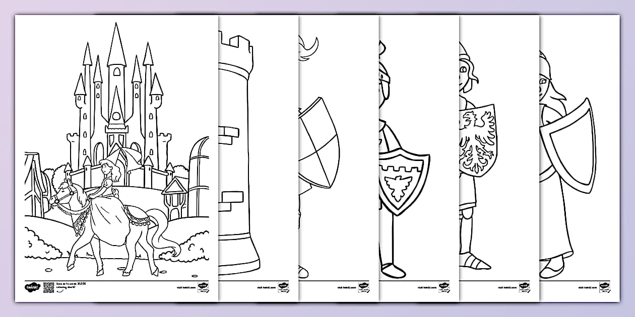 Castles and Knights Coloring Sheets (Teacher-Made) - Twinkl