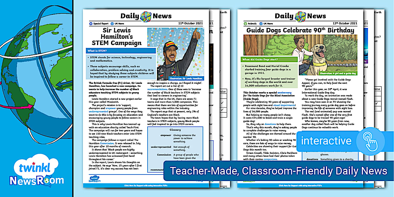 Interesting News Articles for Kids: NewsRoom Weekly KS2 Pack