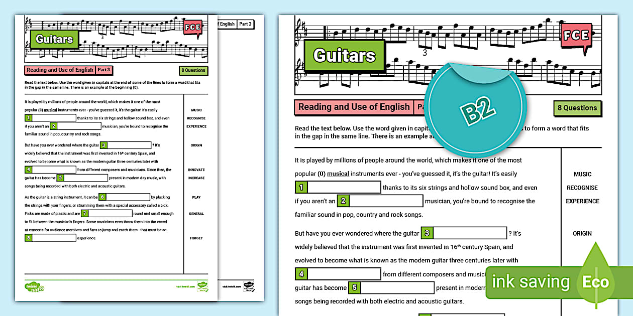 ESL B2 FCE Reading and Use of English Part 3 (Guitar)