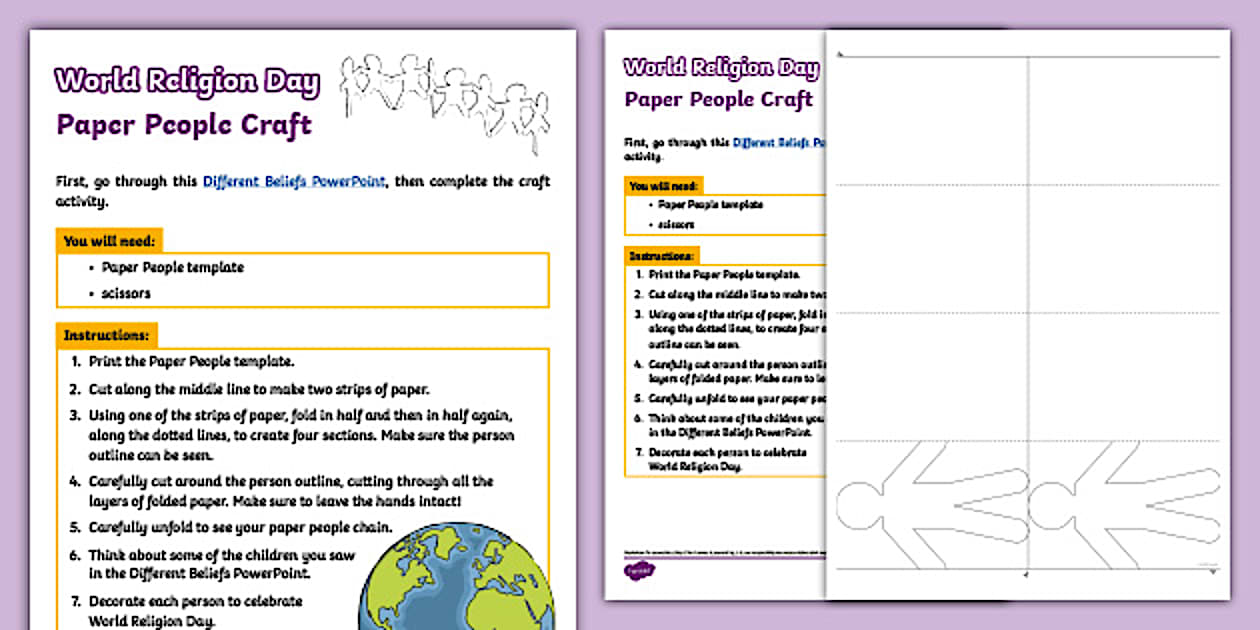 World Religion Day - Paper People Craft (teacher made)