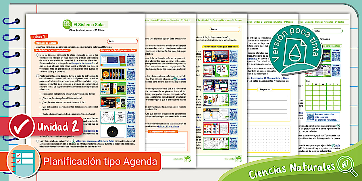 Planificación | Agenda | Unidad 2 | Ciencias Naturales | 3°