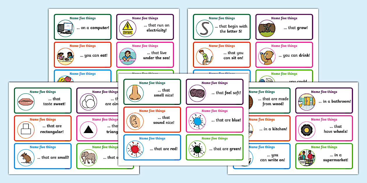 Name Five Things Challenge Game (teacher made) - Twinkl