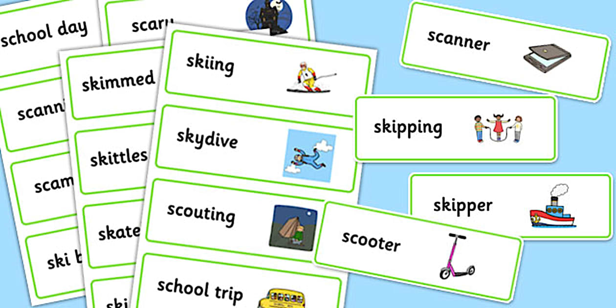 Two-Syllable Words 'SC' 'SK' Word Cards - Letters & Sounds
