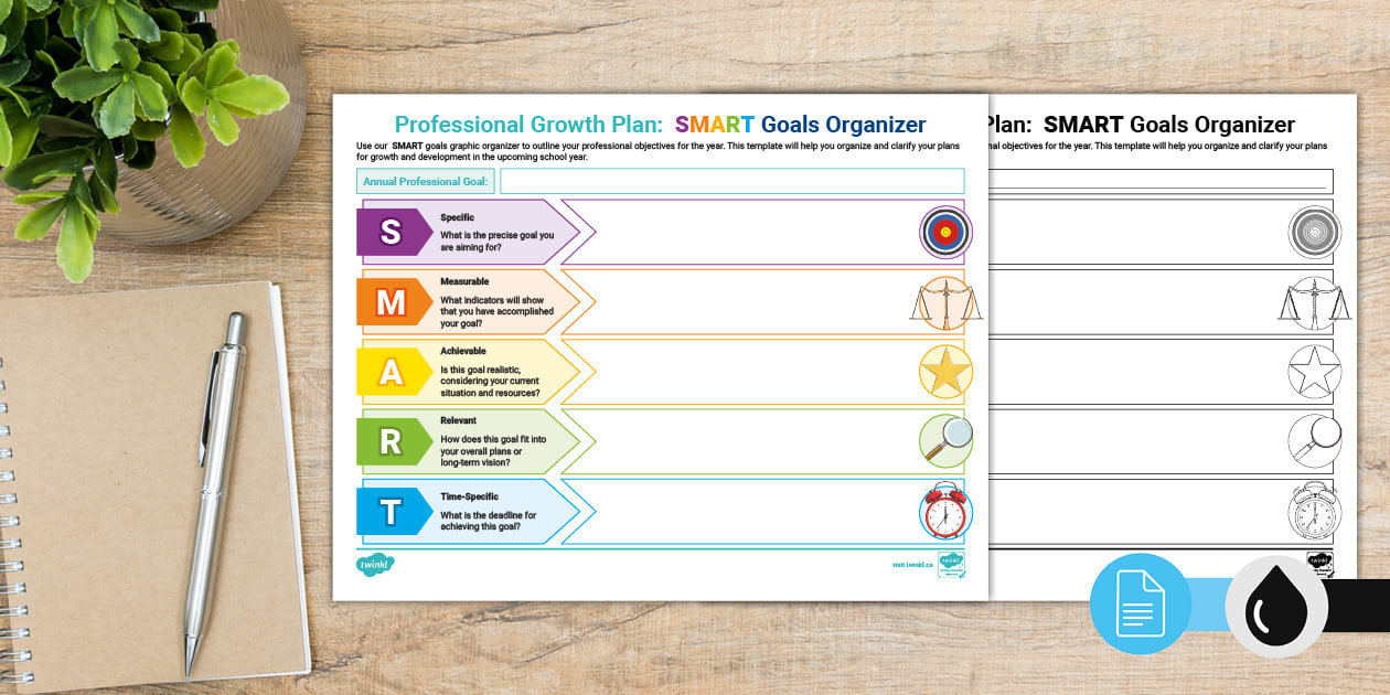 Professional Growth Plan - SMART Goals Template - Twinkl