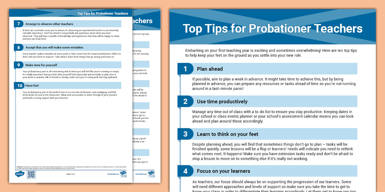Top Tips for Probationer Teachers (teacher made) - Twinkl