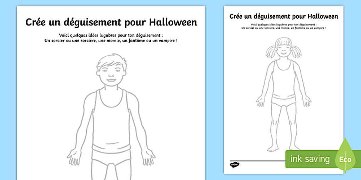 Feuille d'activités pour créer un déguisement d'Halloween