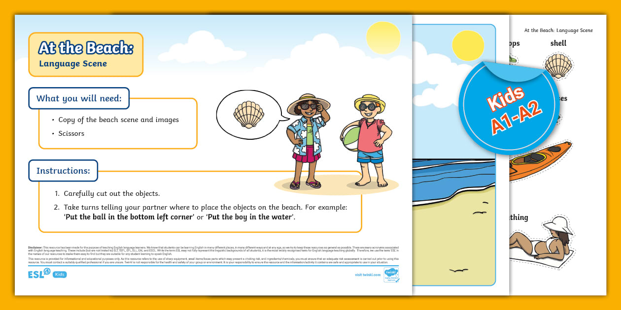 Beach Scene Craft for ESL Kids (teacher made) - Twinkl