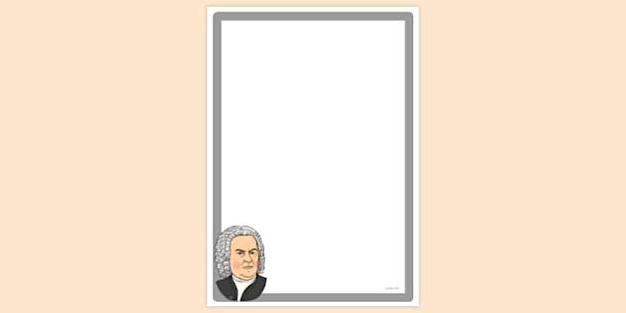 Simple Blank Johann Sebastian Bach Page Border | Printable