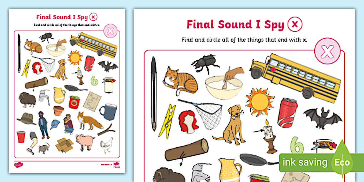 Final Sound I Spy: Letter x Activity (teacher made) - Twinkl