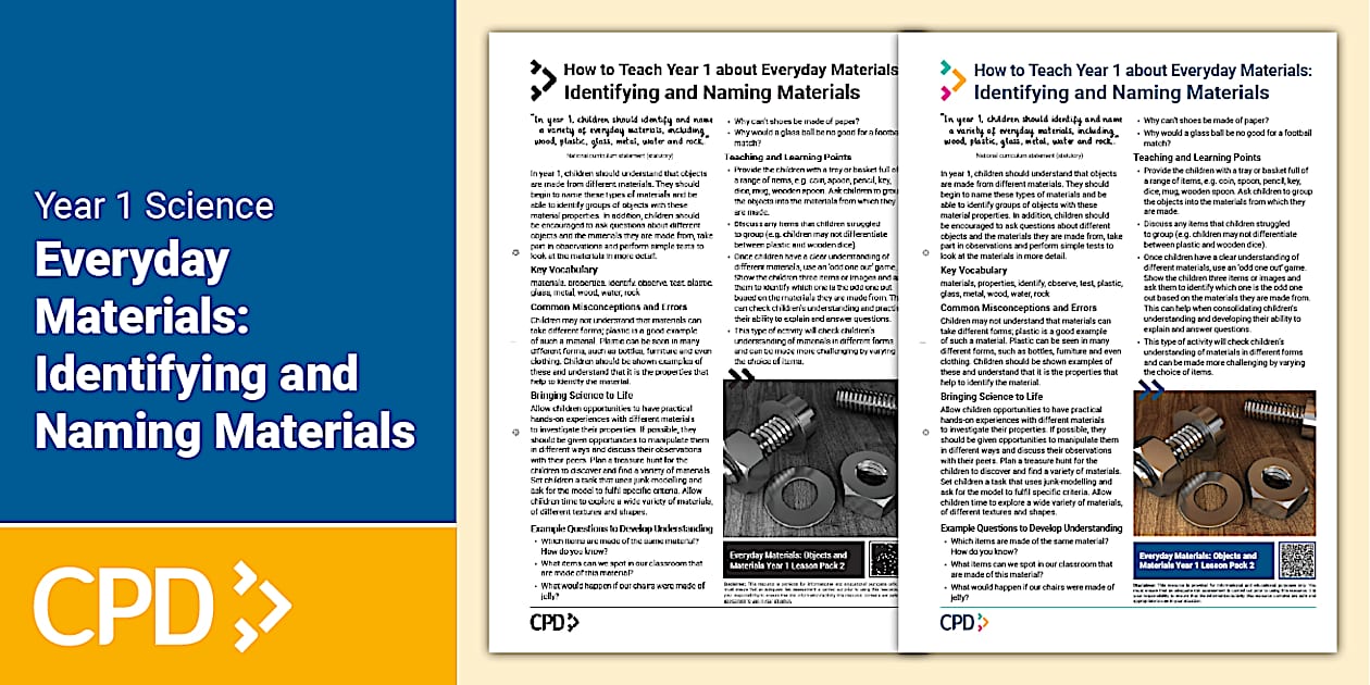 How to Teach Year 1 about Everyday Materials: Identifying and Naming ...