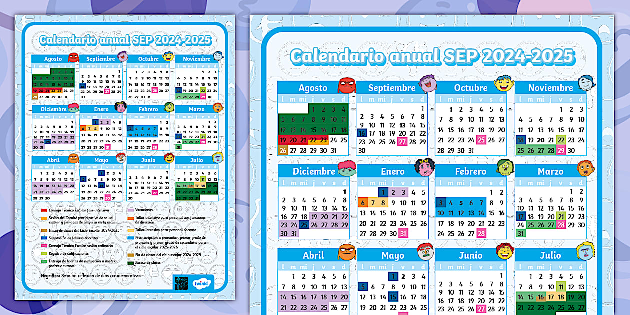 Calendario escolar 2024 a 2025 SEP - Twinkl México - Twinkl