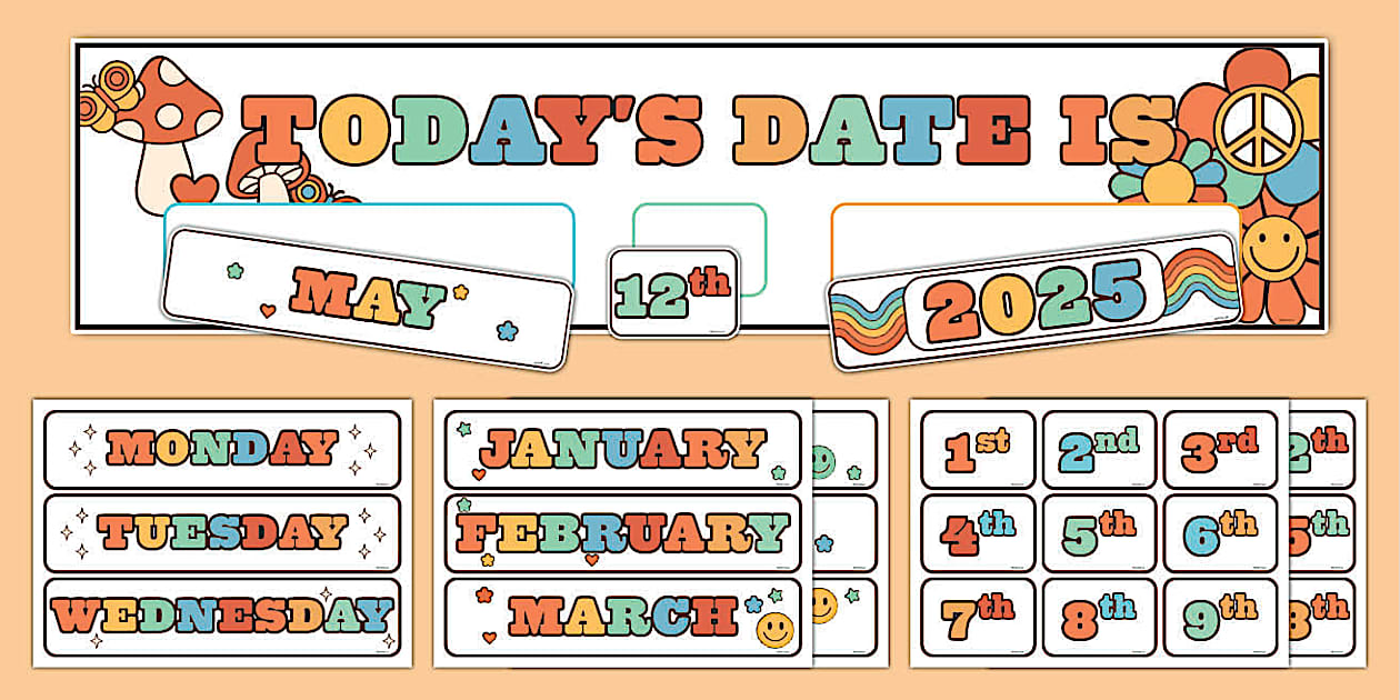 Retro-Themed Today's Date Display Pack (teacher made)