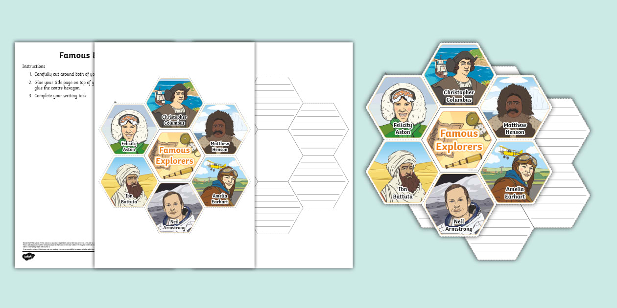Famous Explorers Hexagon Writing Template (teacher made)