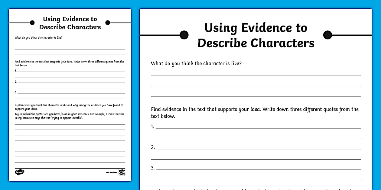 Using Embedded Quotations Character Description Activity