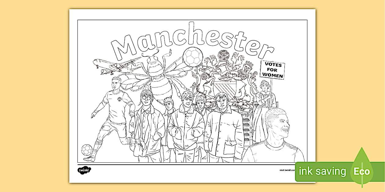 Manchester Colouring Sheet (teacher made) - Twinkl