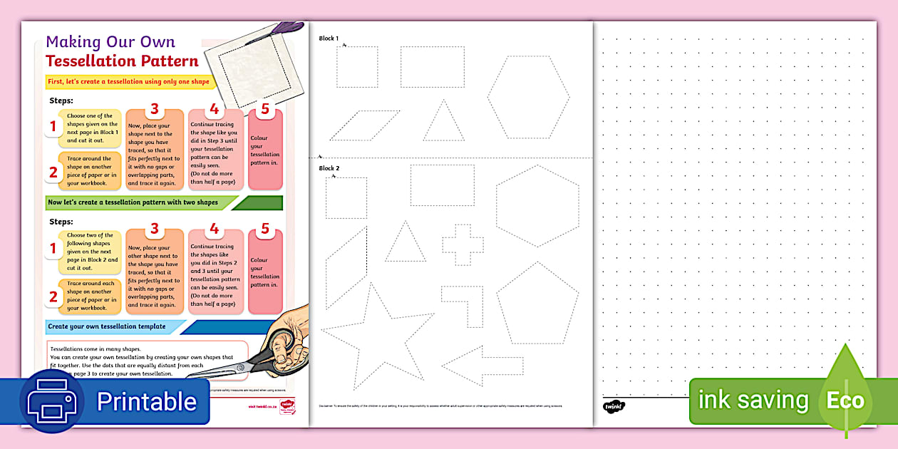 Making Our Own Tessellation Pattern Activity Sheet - Twinkl