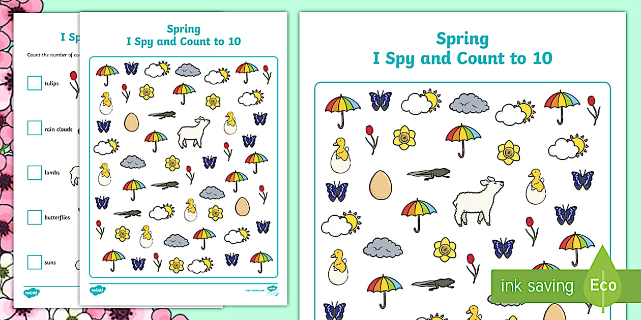 Editable Spring I Spy and Count Activity to 10 - Twinkl