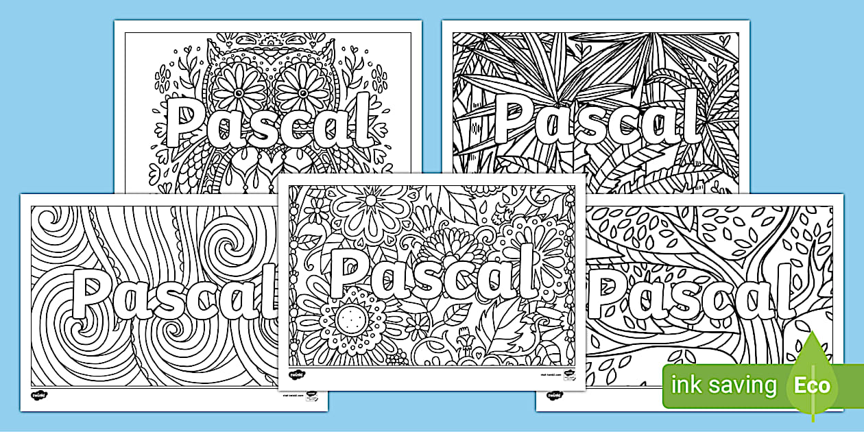 Pascal Mindfulness Name Colouring Activity | Twinkl - Twinkl