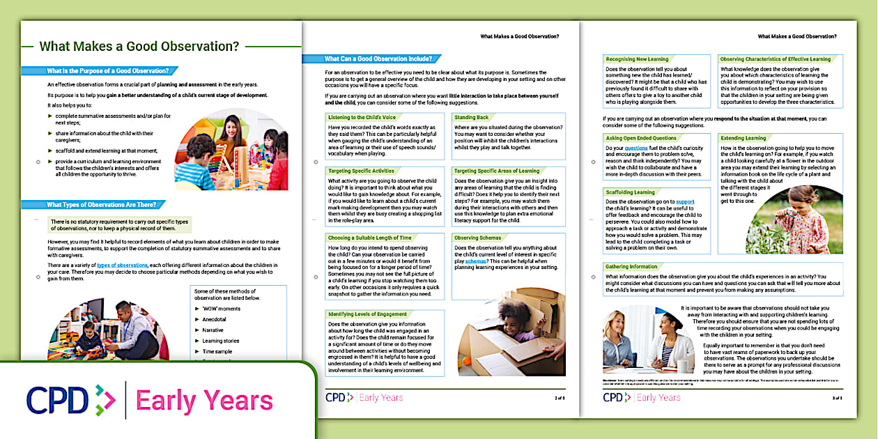 What Makes a Good Observation? | Handout (teacher made)