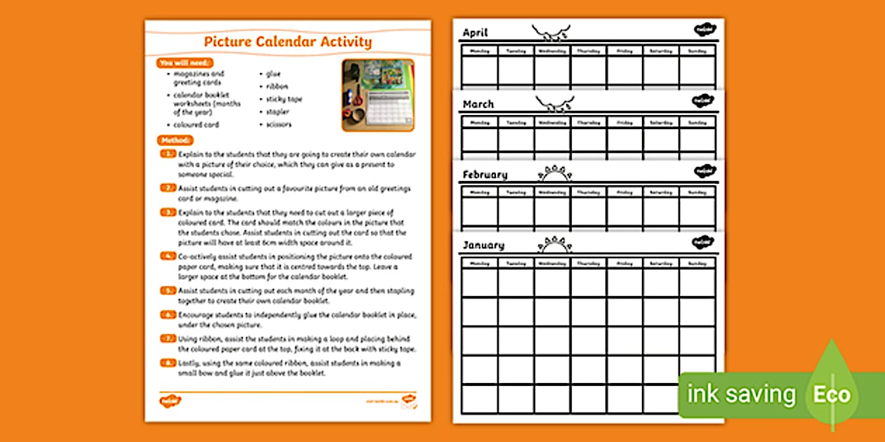 Picture Calendar Activity (teacher made) - Twinkl