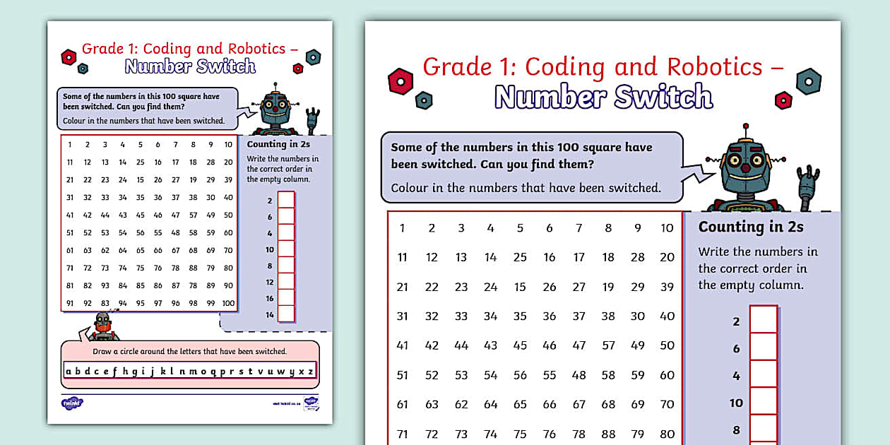 Grade 1 Robotics and Coding Debugging - Number Switch Grade 1 Robotics and Coding Debugging - Number Switch