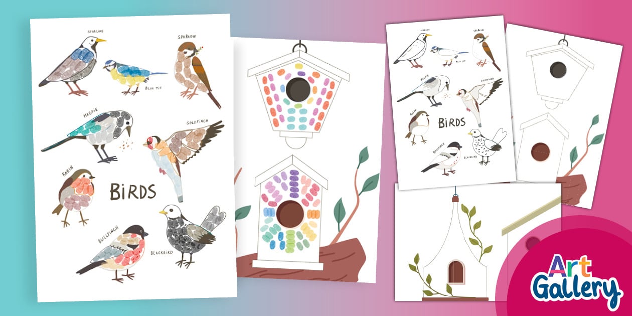 British Garden Birds Fingerprint Poster Activity - Twinkl