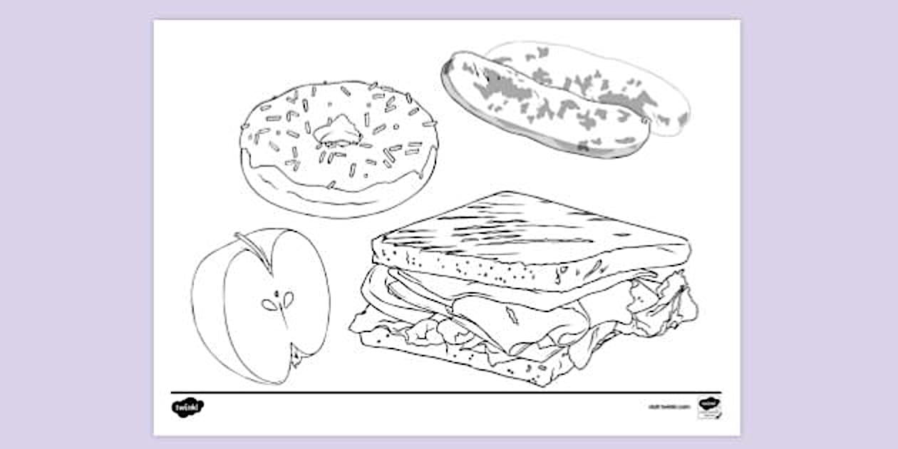 Easy Food Colouring Page | Colouring Sheets