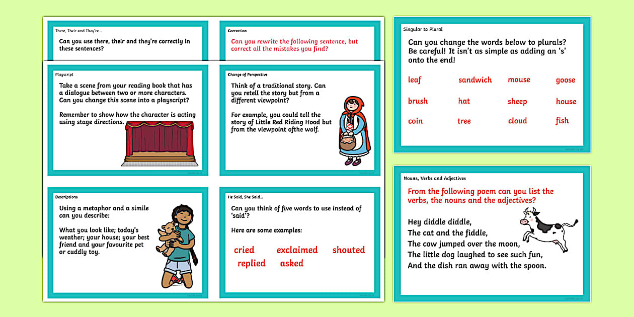 Literacy Challenge Cards | English Extension Activities KS2