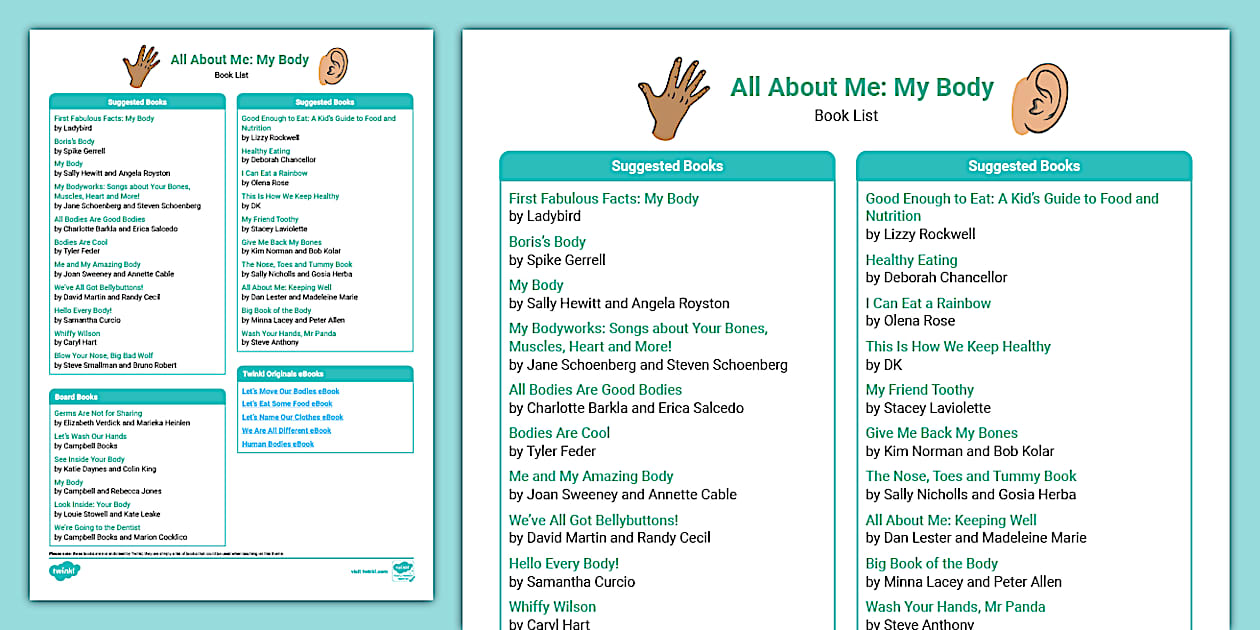 All About Me Books EYFS | My Body Book List (teacher made)