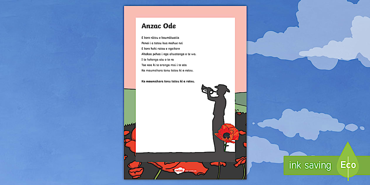 Te Reo Māori Anzac Ode | Anzac Day | New Zealand - Twinkl