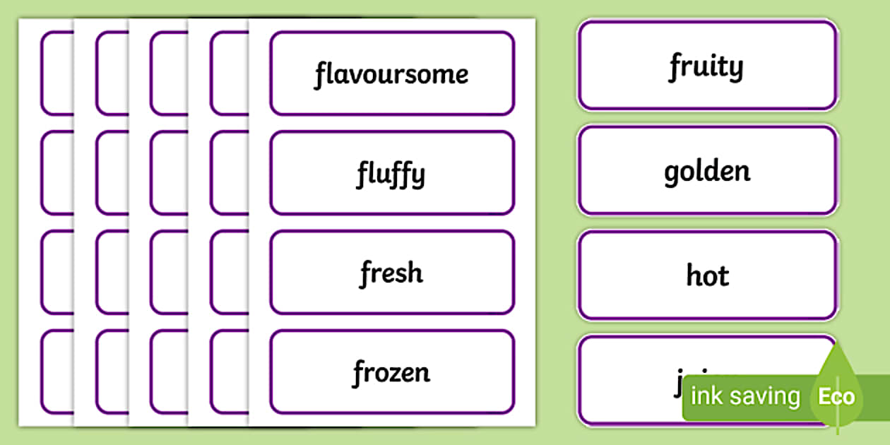Food Adjectives Word Cards (teacher made) - Twinkl