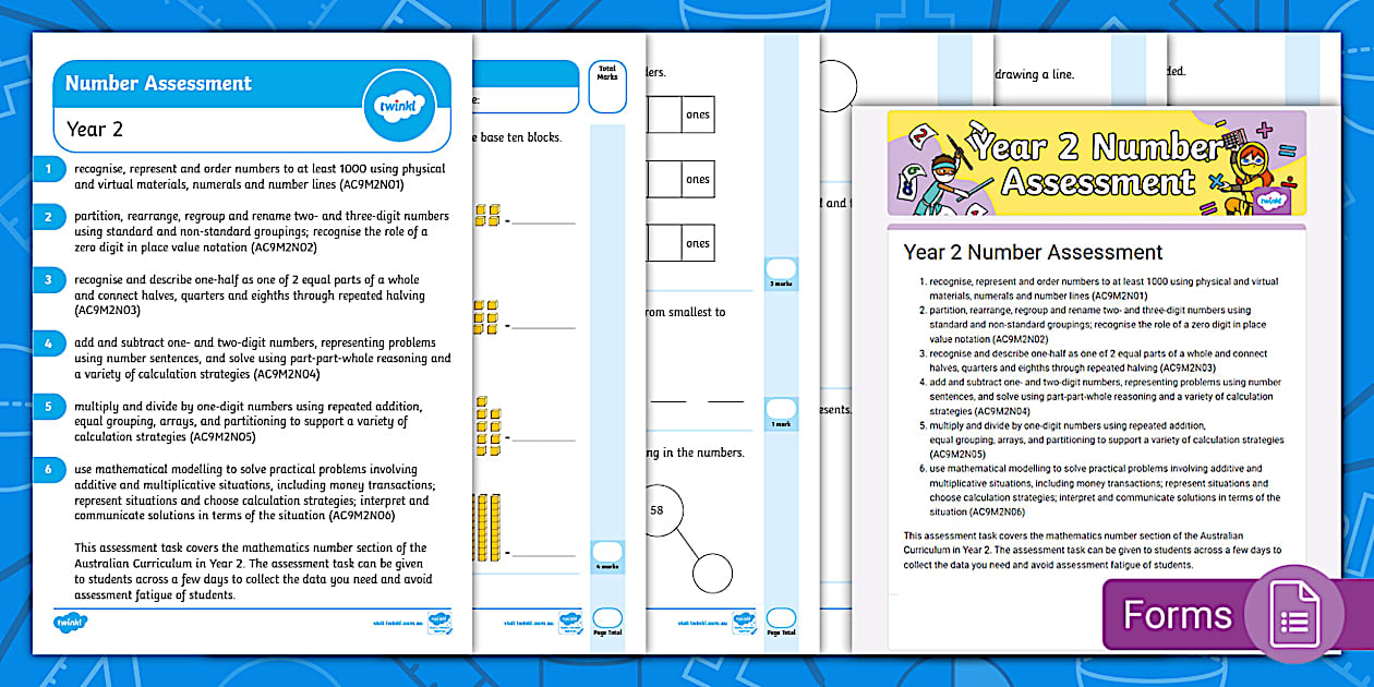 Editable Year 2 Number Assessment (teacher made) - Twinkl